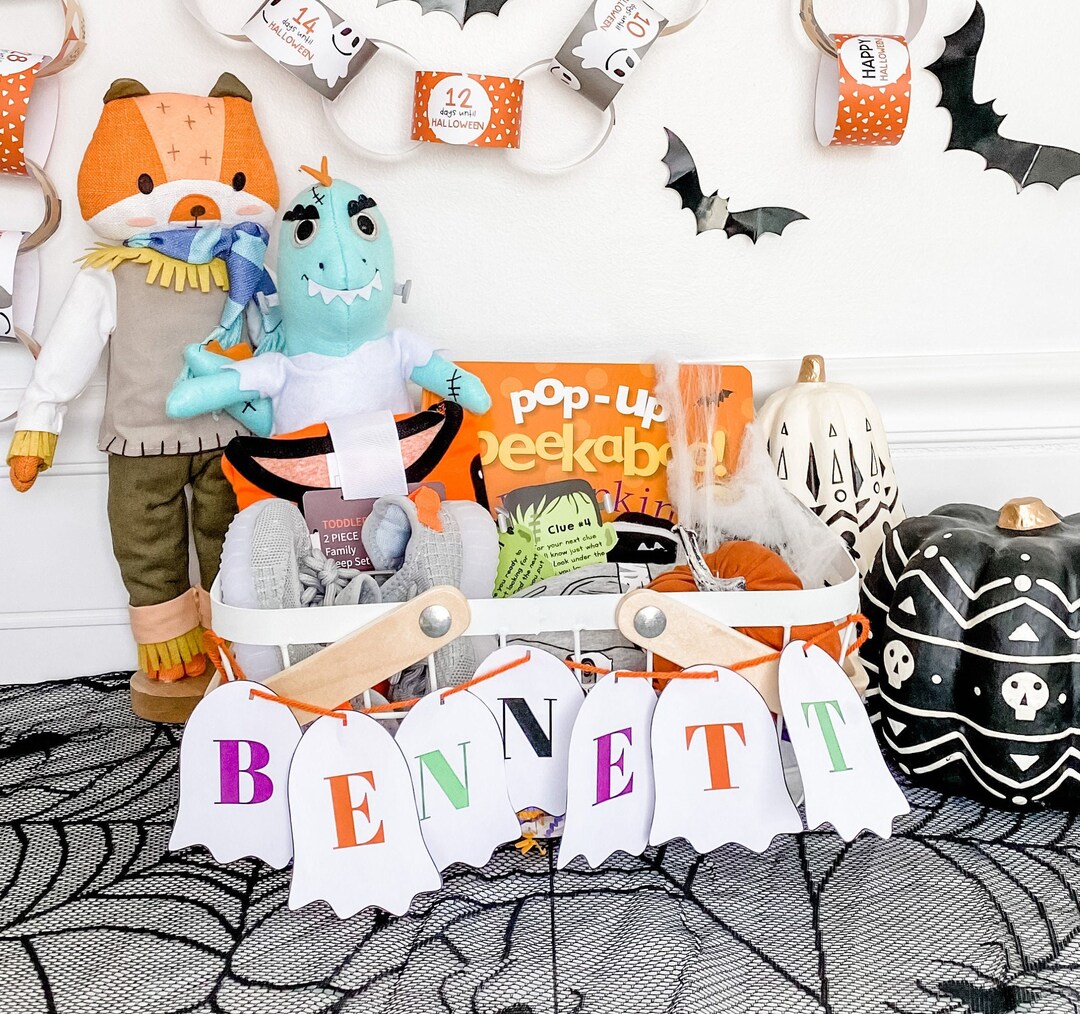 Children Ghost Banner With Name Custom Ghost Letter Banner - Etsy