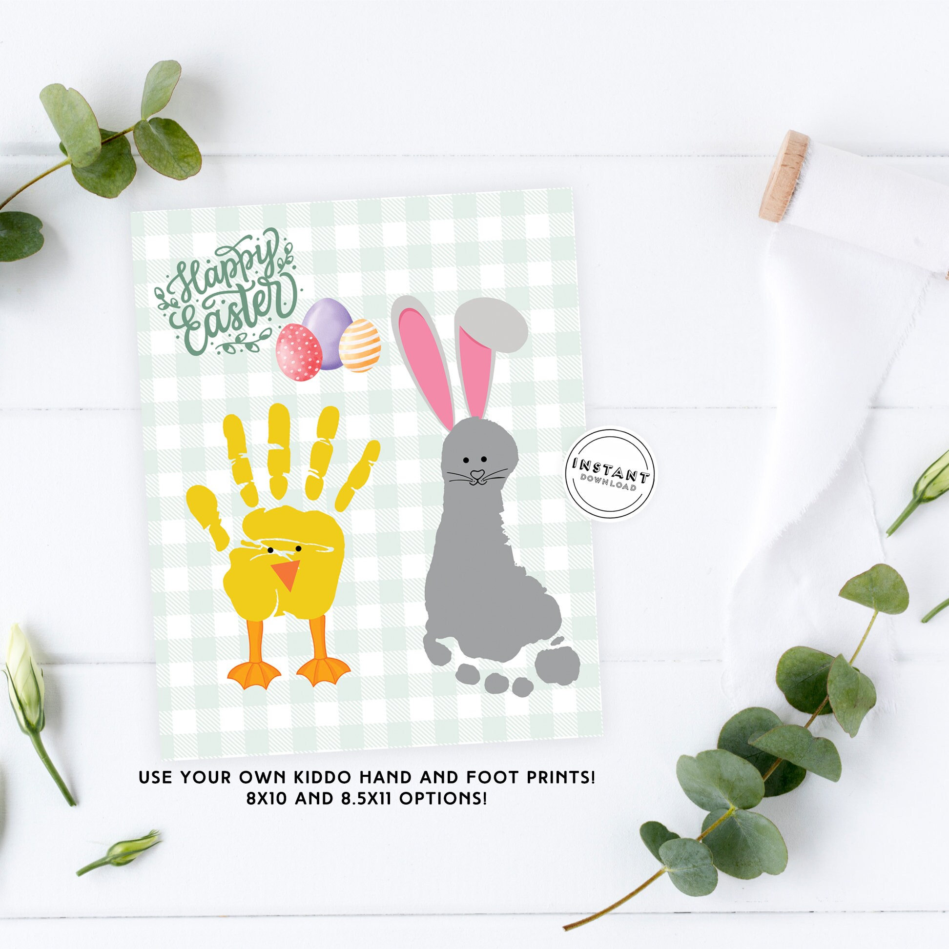 Easter Chick and Bunny Art Hand Print Craft for Kids - Etsy