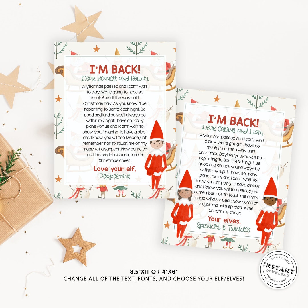 Elf Welcome and Goodbye Letter | Custom Elf Arrival Note | Boho Elf Kit ...