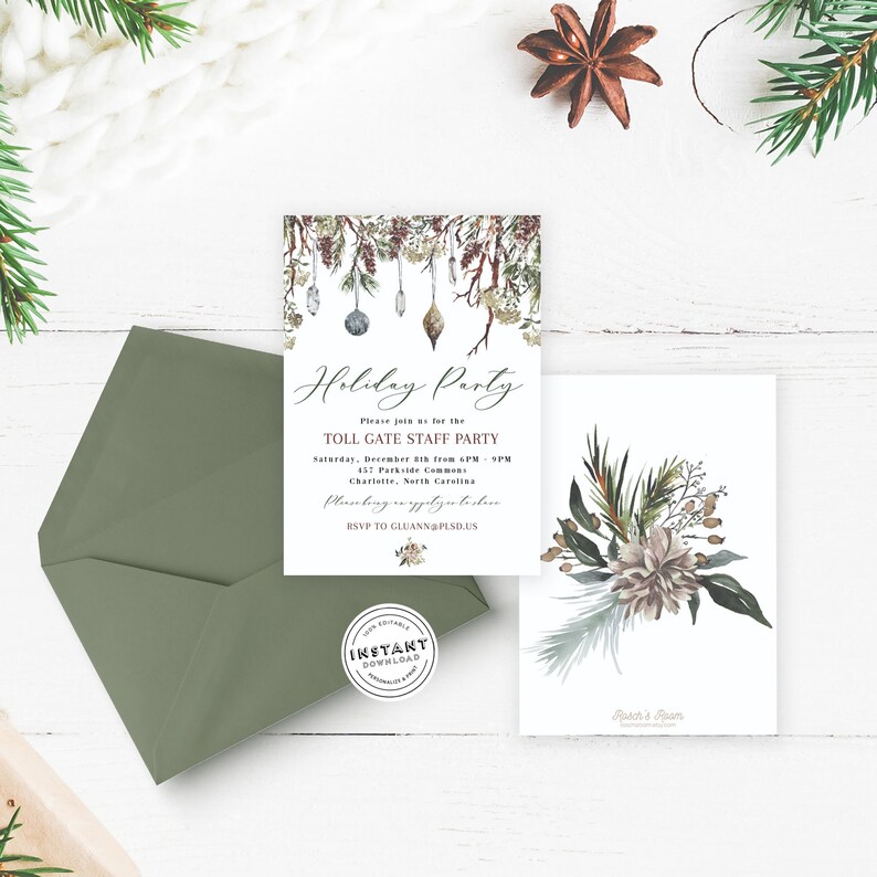 Holiday Party Invitation Template Christmas Staff Party | Etsy