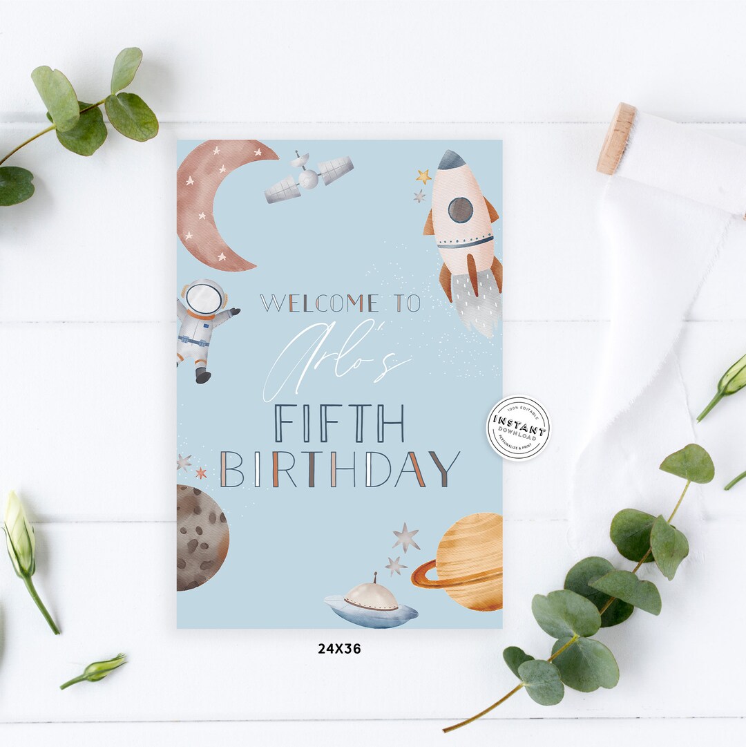 Light Blue to the Moon Welcome Sign | Birthday Welcome Sign | Kids ...