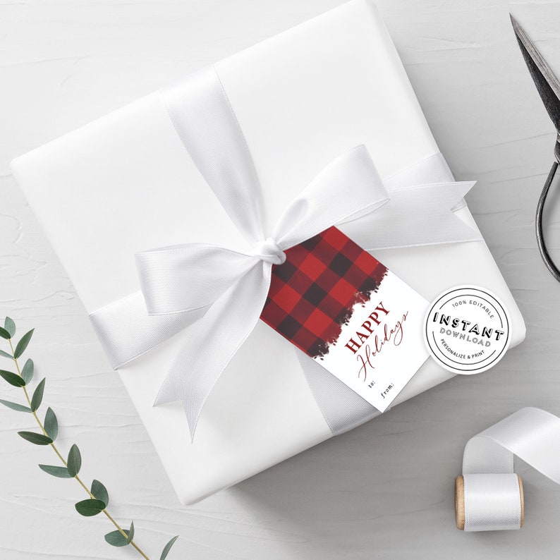 Buffalo Plaid Family Christmas Gift Tag | Buffalo Check Farmhouse ...