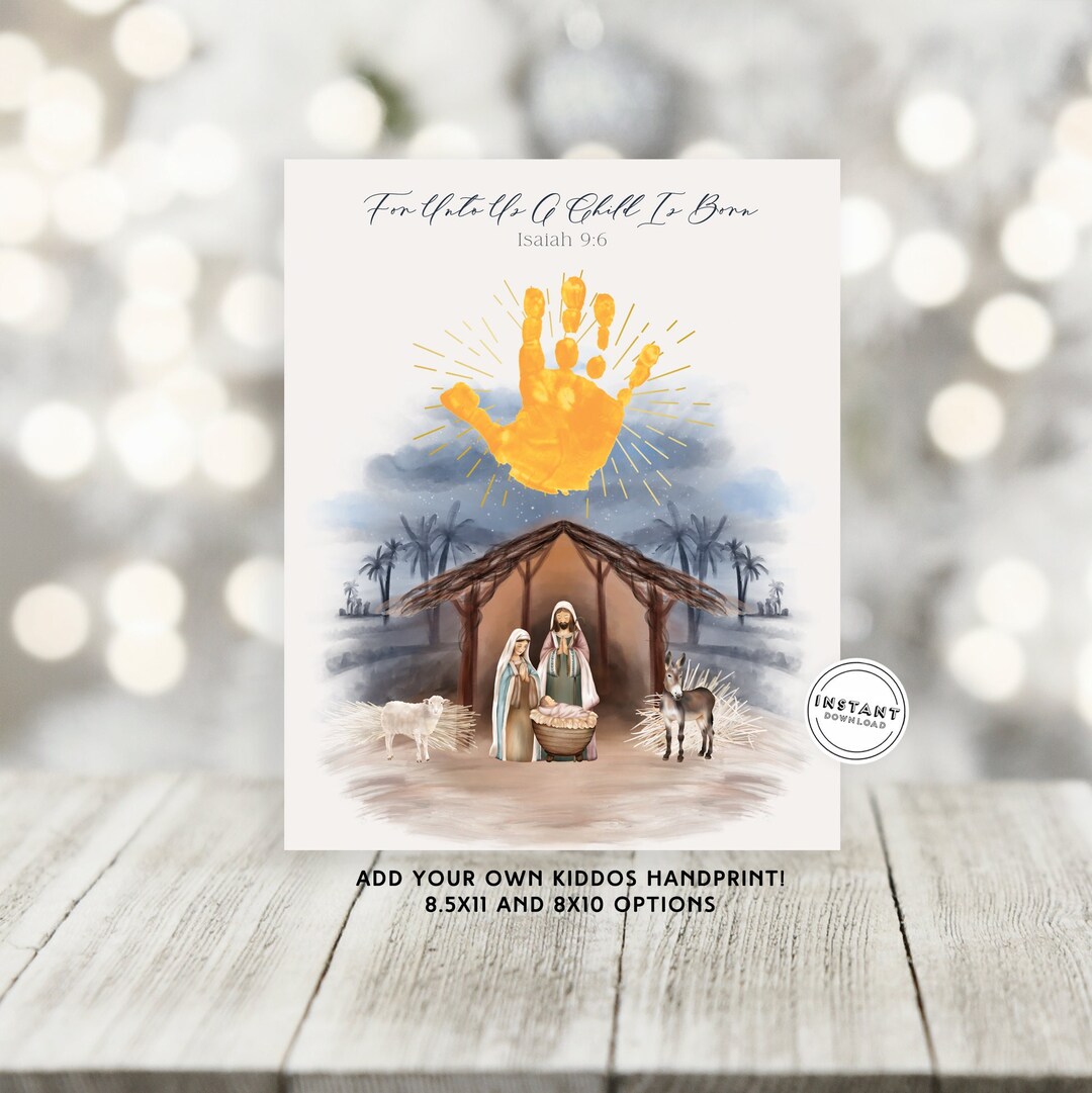 For Unto Us A Child is Born Handprint Art | Hand Print Craft for Kids ...