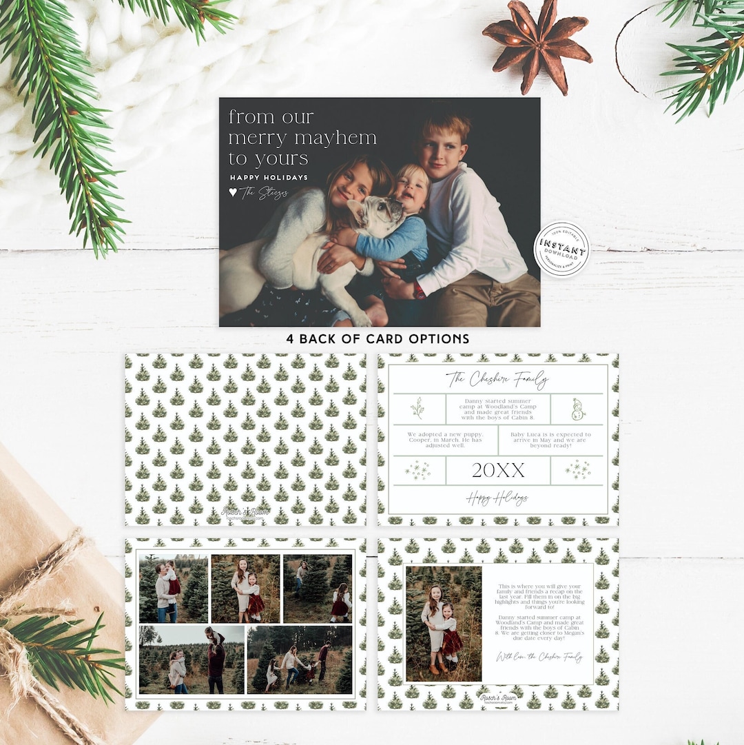 From Our Merry Mayhem to Yours Christmas Card Editable Template | Chaos ...