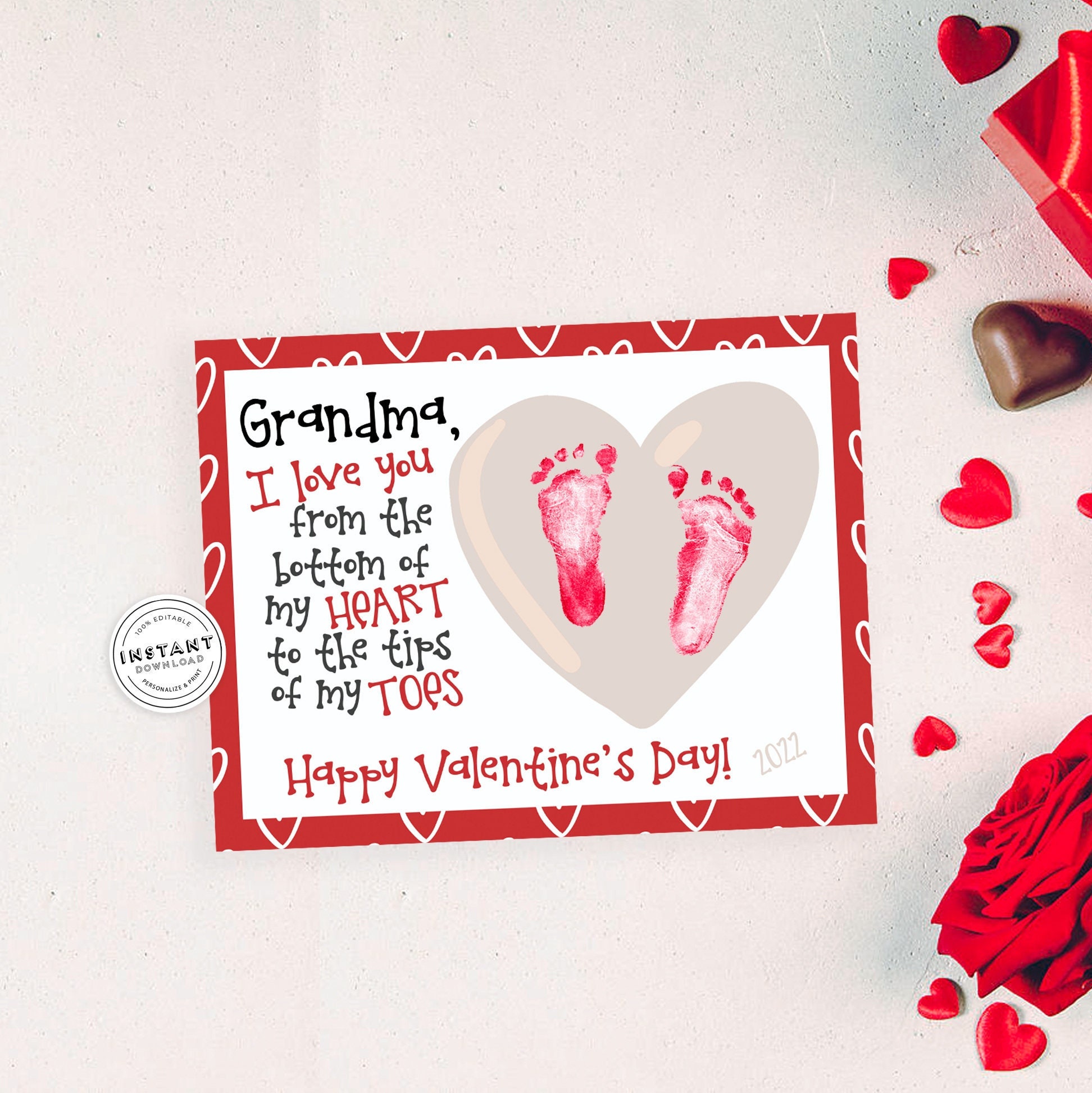 EDITABLE Bottom of My Heart Tips of My Toes Craft Footprint - Etsy