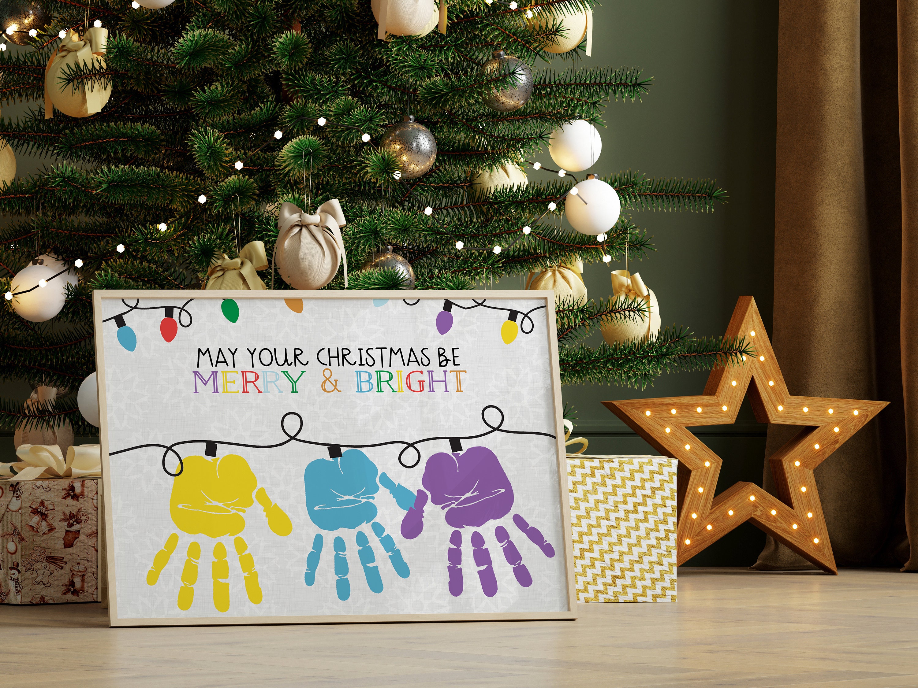 Christmas Lights Handprint Craft Christmas Handprint - Etsy
