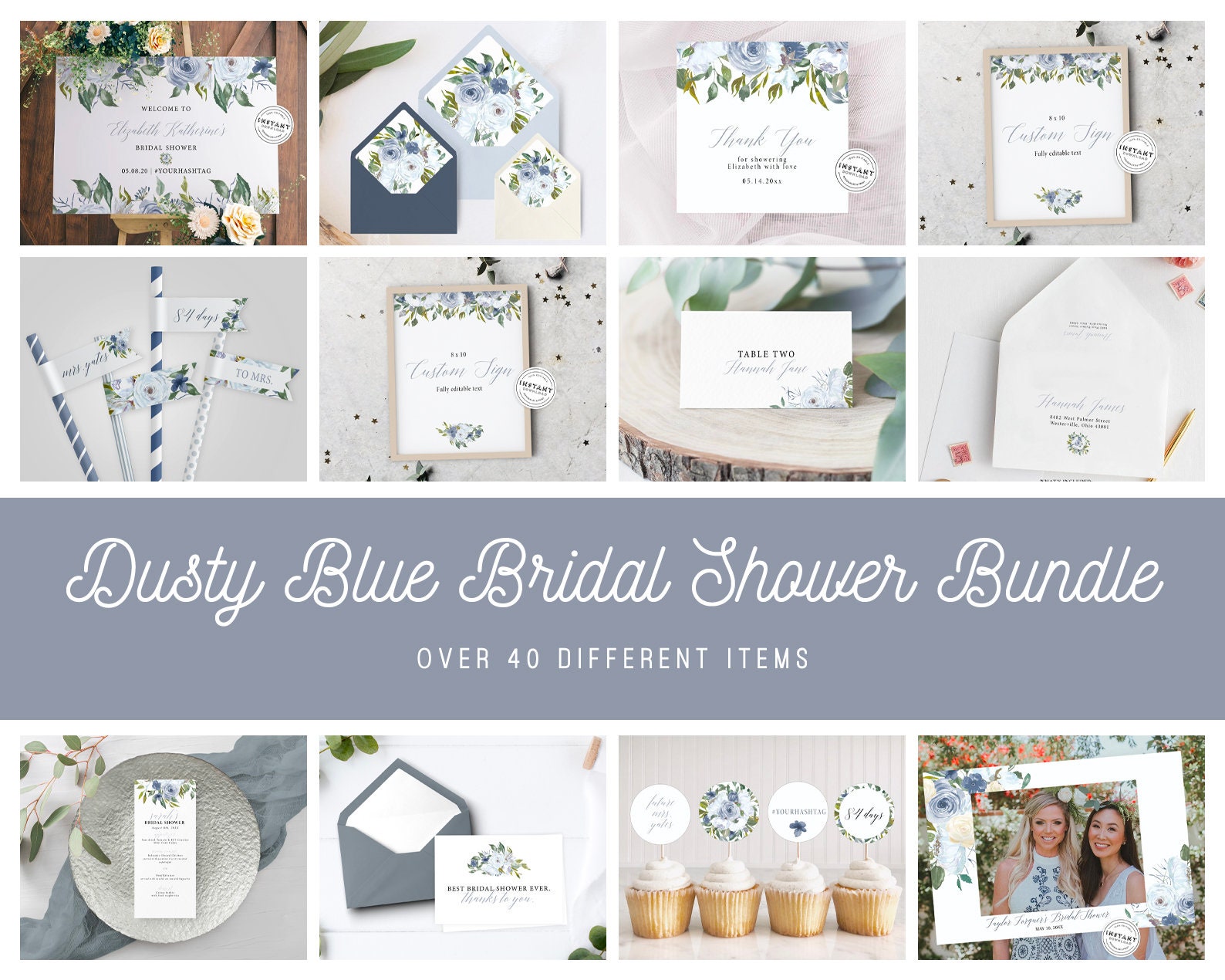 Dusty Blue Banner | Dusty Blue Editable Banner | Dusty Blue Pennant ...