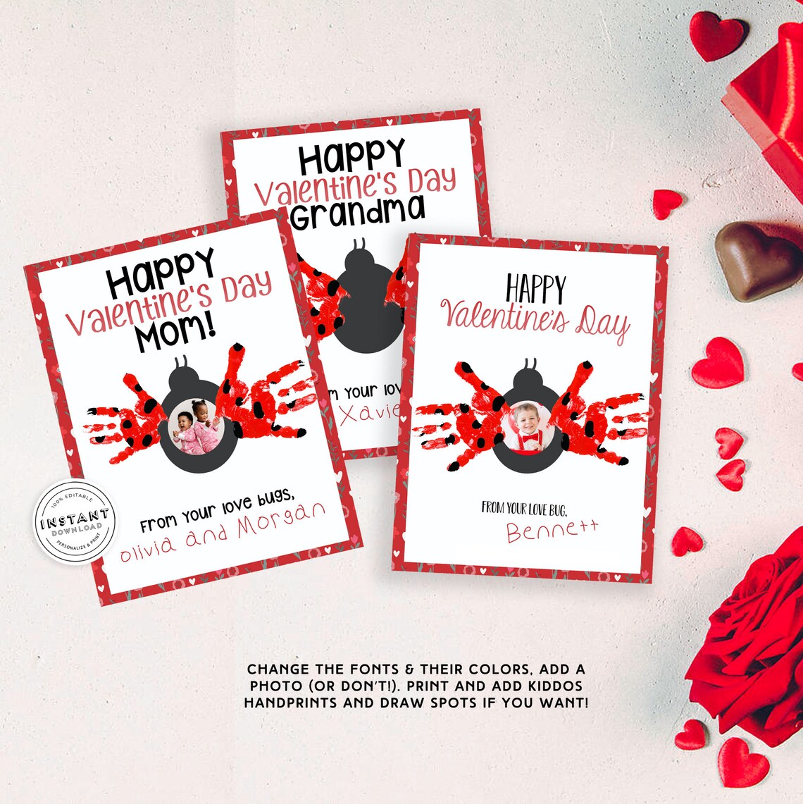 Valentines Day Love Bug Lady Bug Hand Craft Printable - Etsy