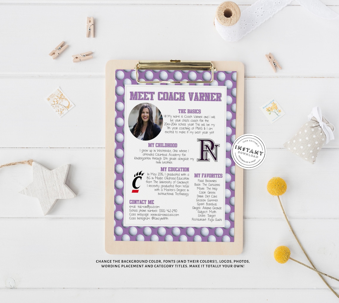 Printable Meet the Coach Newsletter Editable Meet the School - Etsy