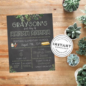 Farmhouse First Day of School Sign Printable | Download First Day ...