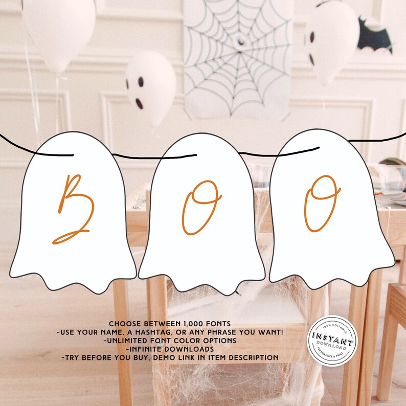 Children Ghost Banner With Name Custom Ghost Letter Banner | Etsy