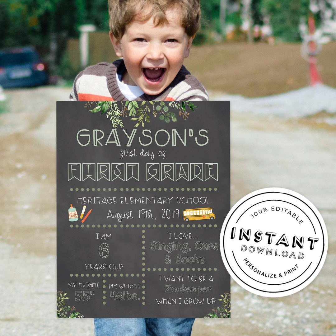 Farmhouse First Day of School Sign Printable | Download First Day ...