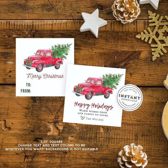 Printable Classic Red Truck Christmas Card Farmhouse Classic | Etsy