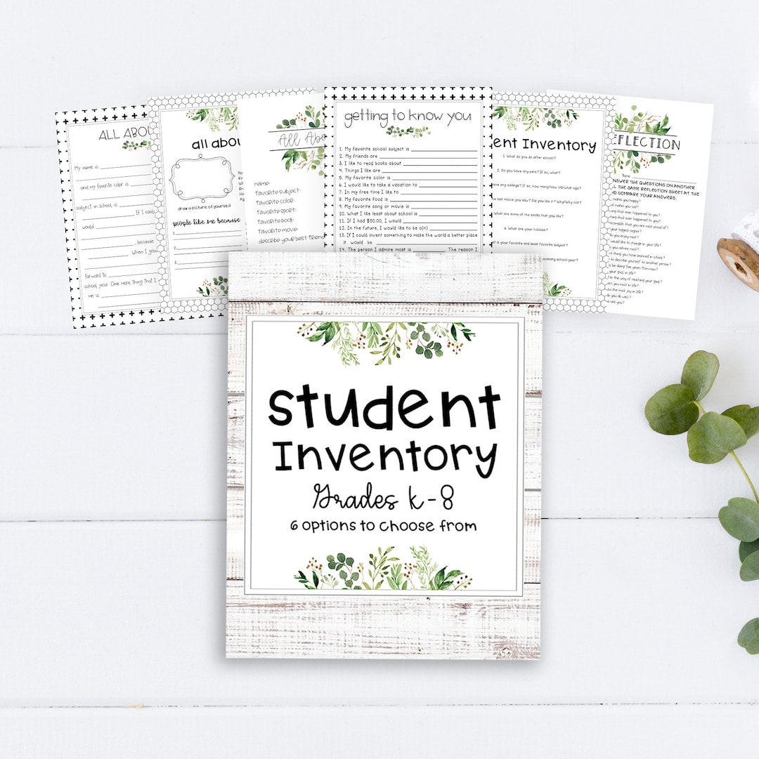 Farmhouse Classroom Student Inventory Back to School Questionnaire K-8 ...