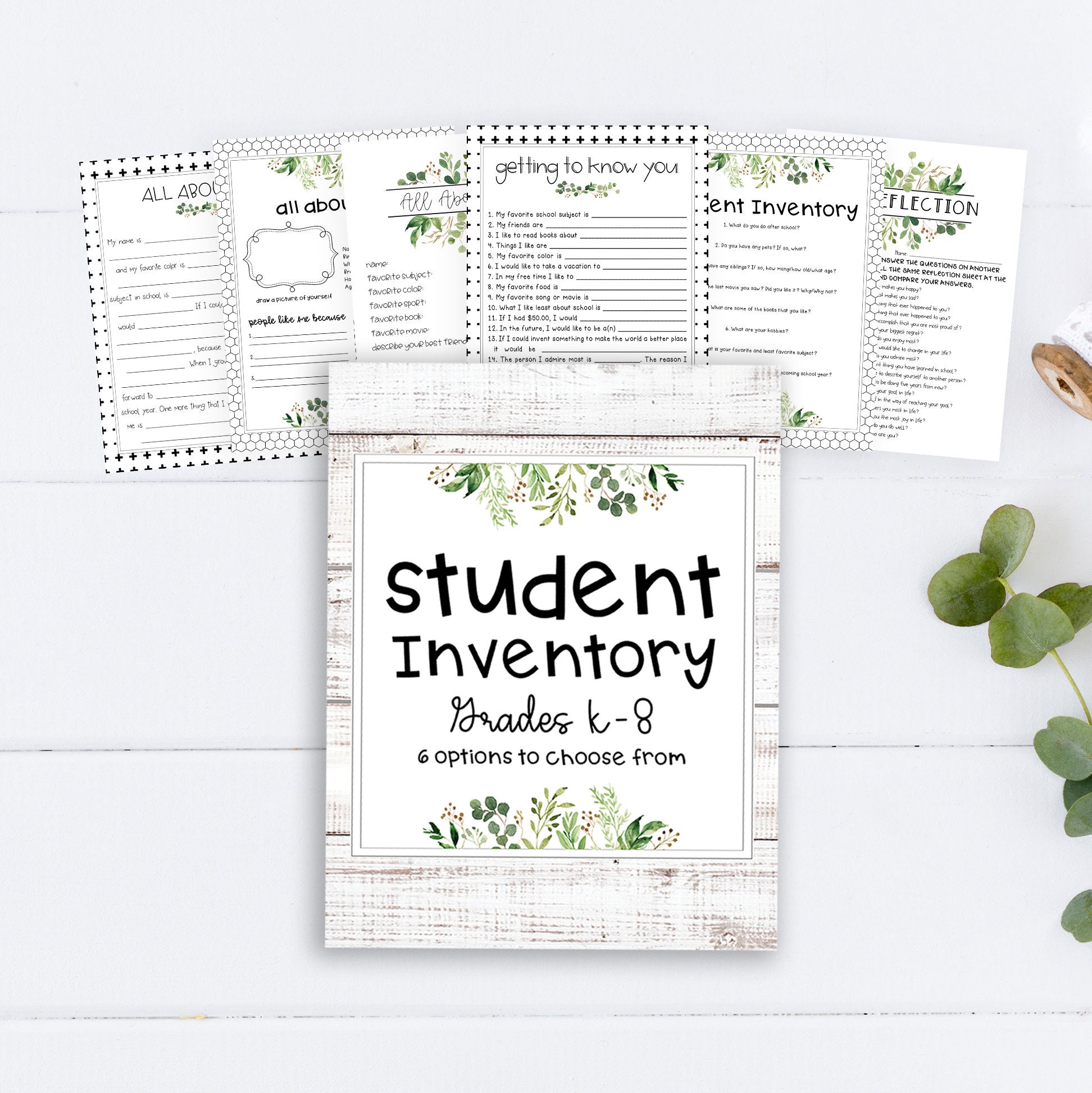 Farmhouse Classroom Student Inventory Back to School | Etsy