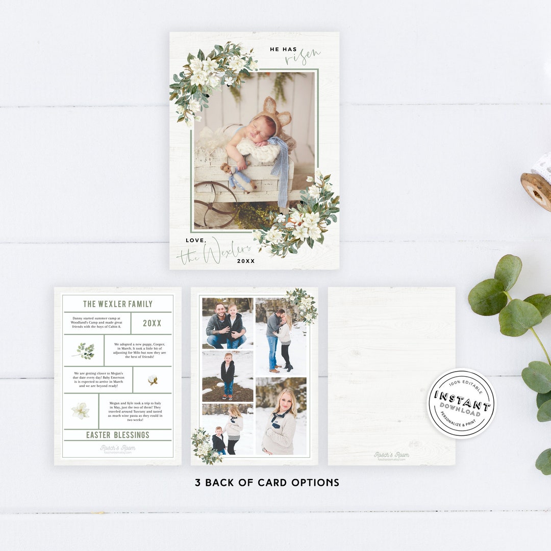 Magnolia Easter Photo Card | 2020 Photo Card Template | Editable Year ...