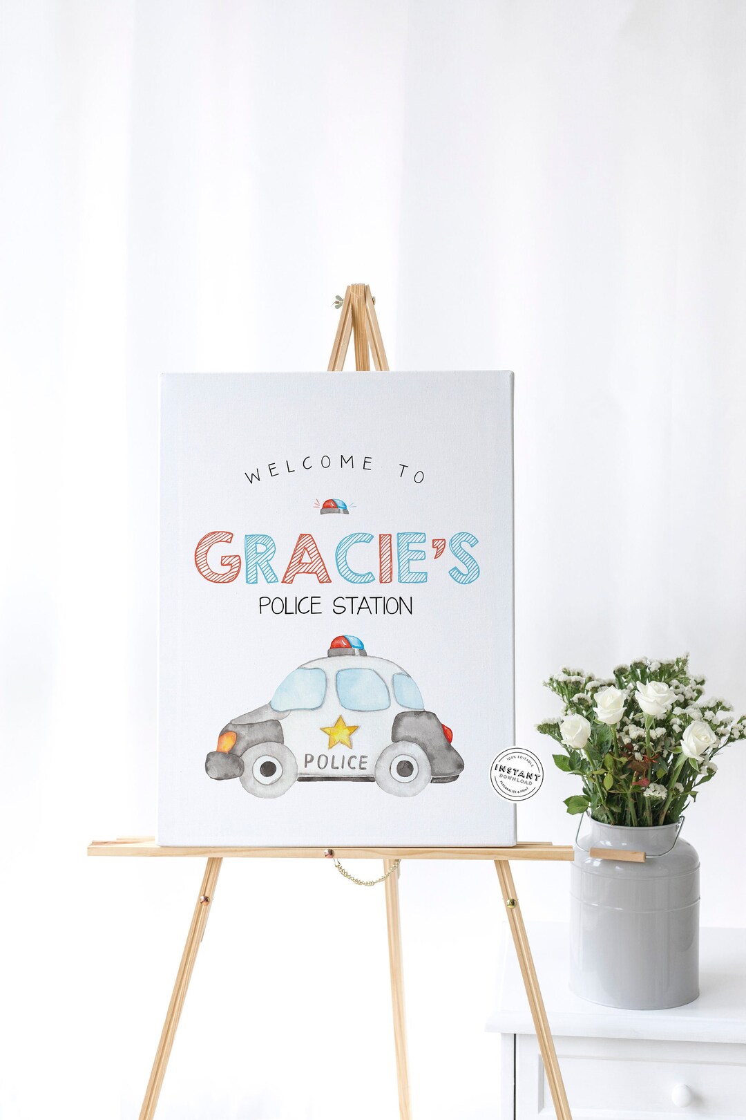 Calling All Units Police Birthday Welcome Sign | Kids Birthday Party ...