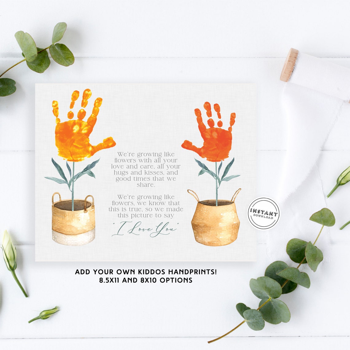 We're Growing Like Flowers Handprint Art Hand Print - Etsy