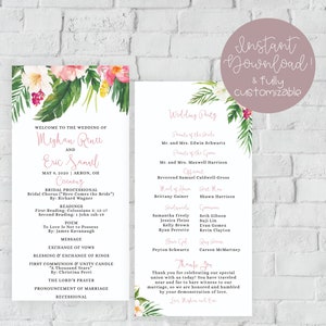 Tropical Wedding Program | Beach Palm Tree Wedding Program | Hawaii ...