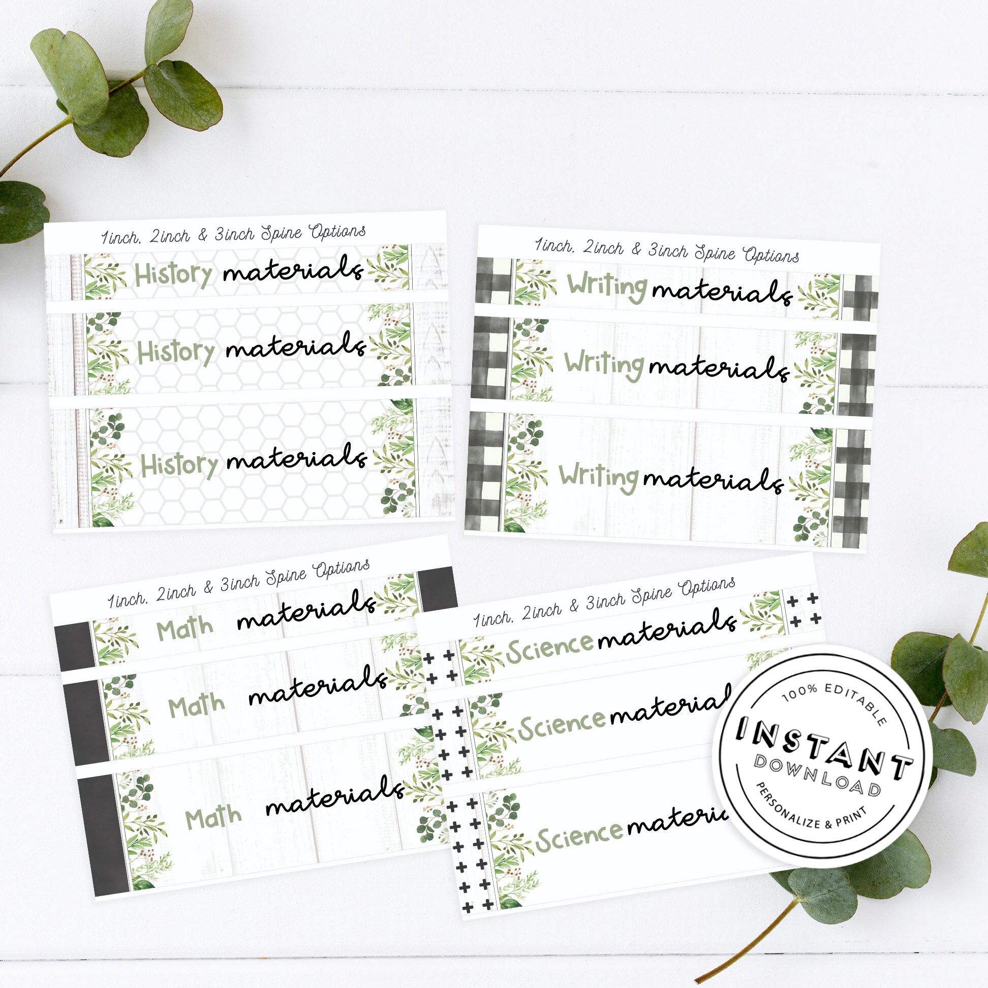 Set of 4 Farmhouse Classroom Binder Covers | Modern Farmhouse Teacher ...