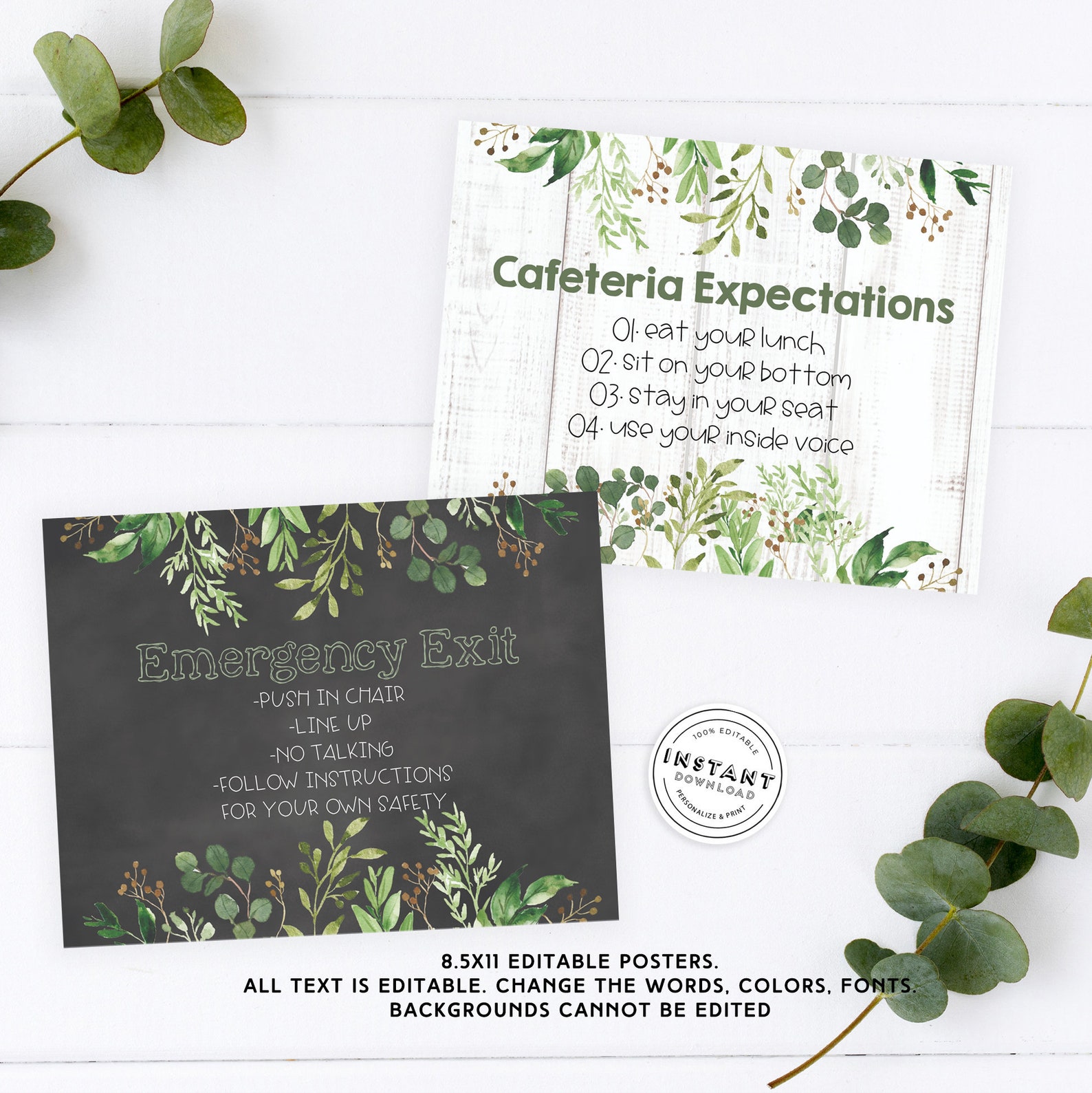 Farmhouse Classroom Editable Posters Modern Farmhouse | Etsy