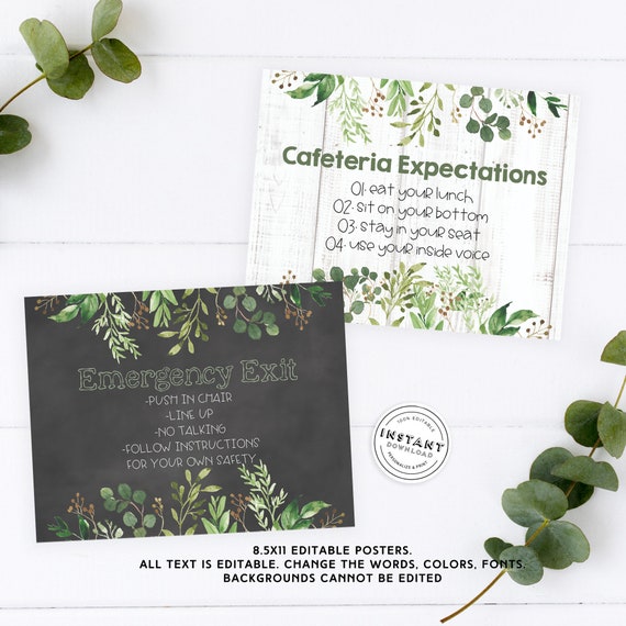 Farmhouse Classroom Editable Posters Modern Farmhouse | Etsy