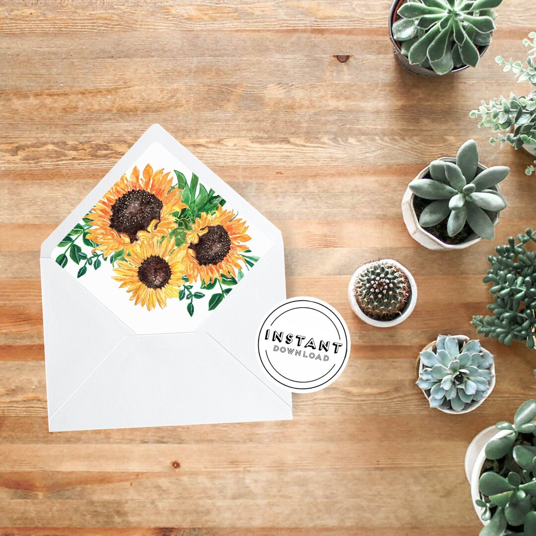 Sunflower Envelope Liner Printable Template Euro Envelope Liner ...
