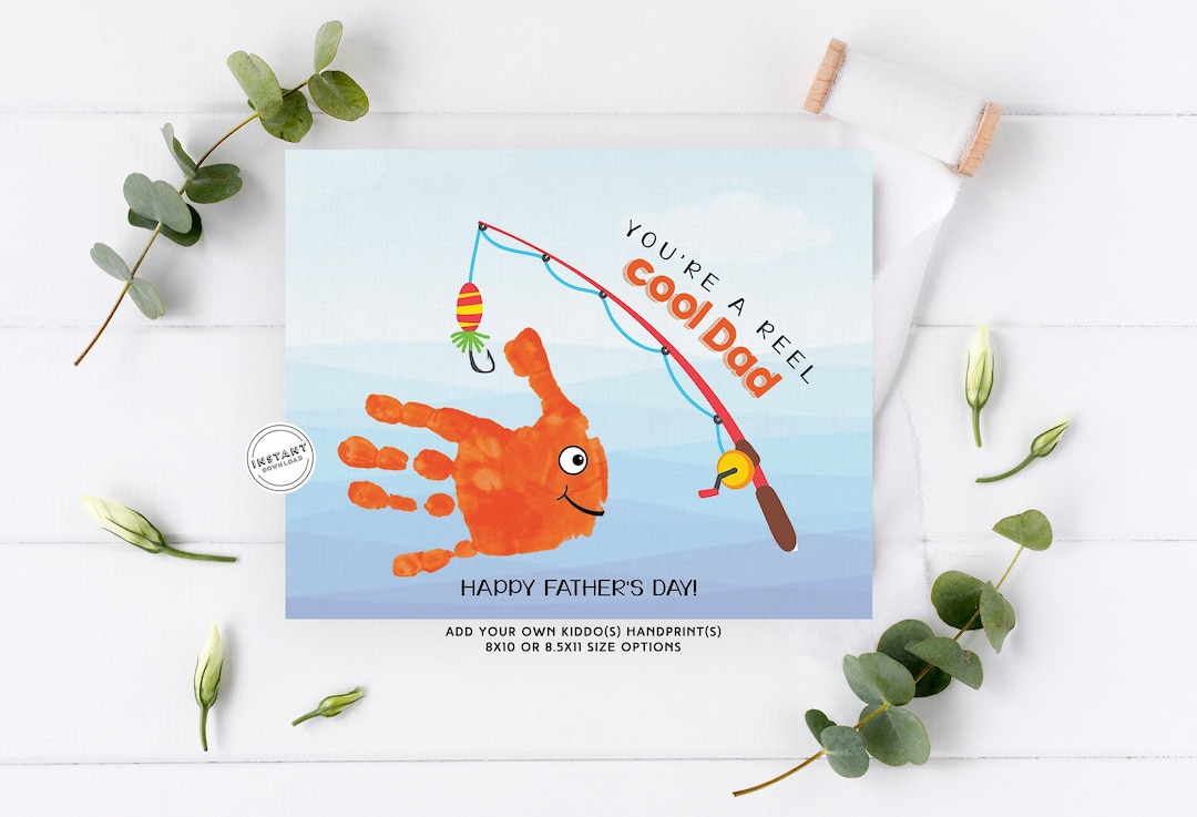 EDITABLE Reel Cool Handprint Craft | Fishing Keepsake for Aunt Uncle ...