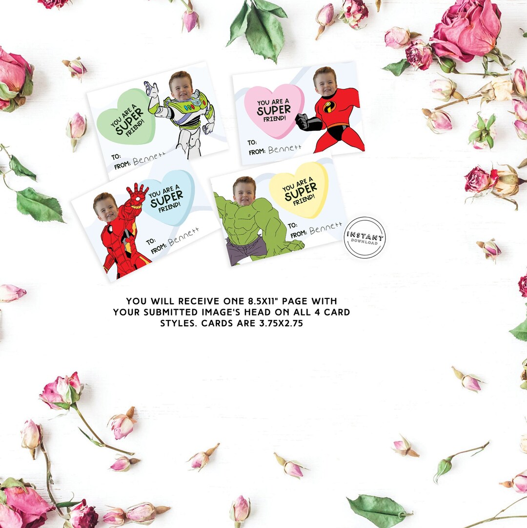 CUSTOM Superhero Valentines Cards for Classmates | Hero Valentine Cards ...