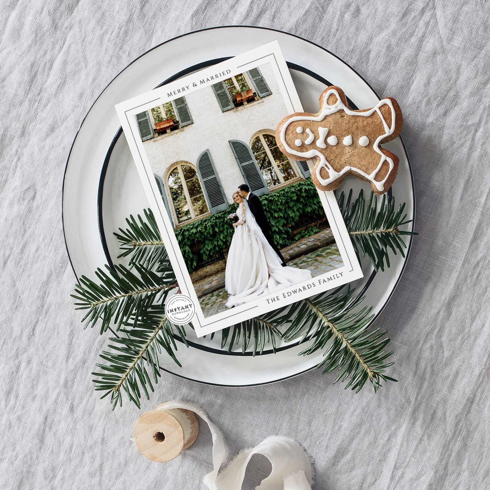 Merry and Married Christmas Card | Newlywed Christmas Card | Christmas ...