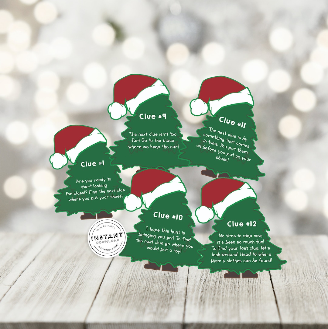 Christmas Tree Scavenger Hunt for Kids | at Home Holiday Treasure Hunt ...