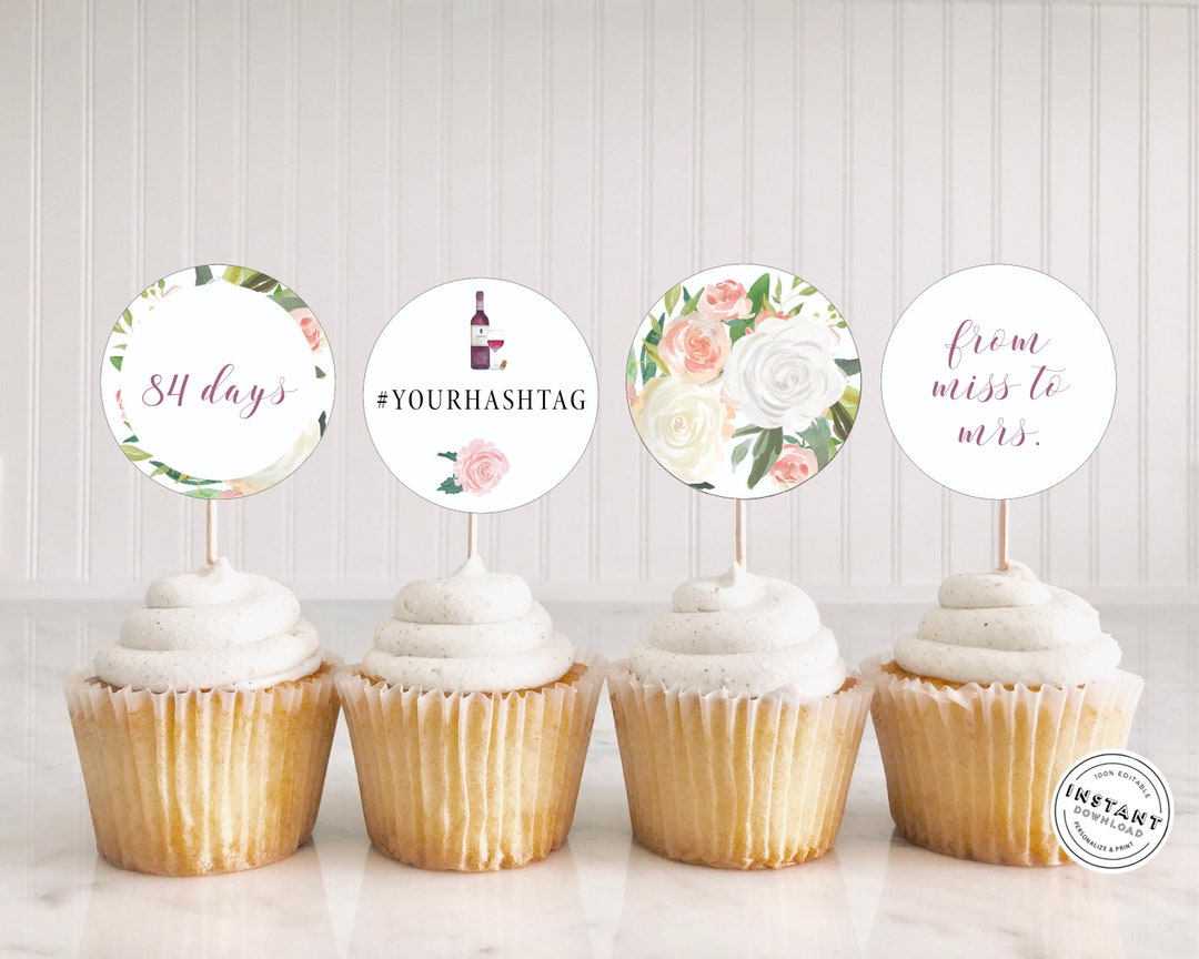 Red Wine Cupcake Toppers for Bridal Shower | Download Mauve Bridal ...