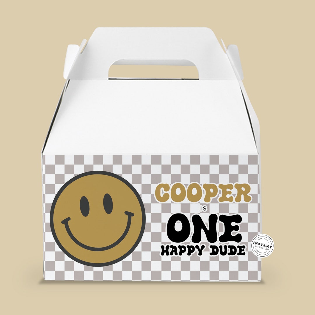 One Happy Dude Gable Box Label | Boy First Birthday Theme Birthday ...