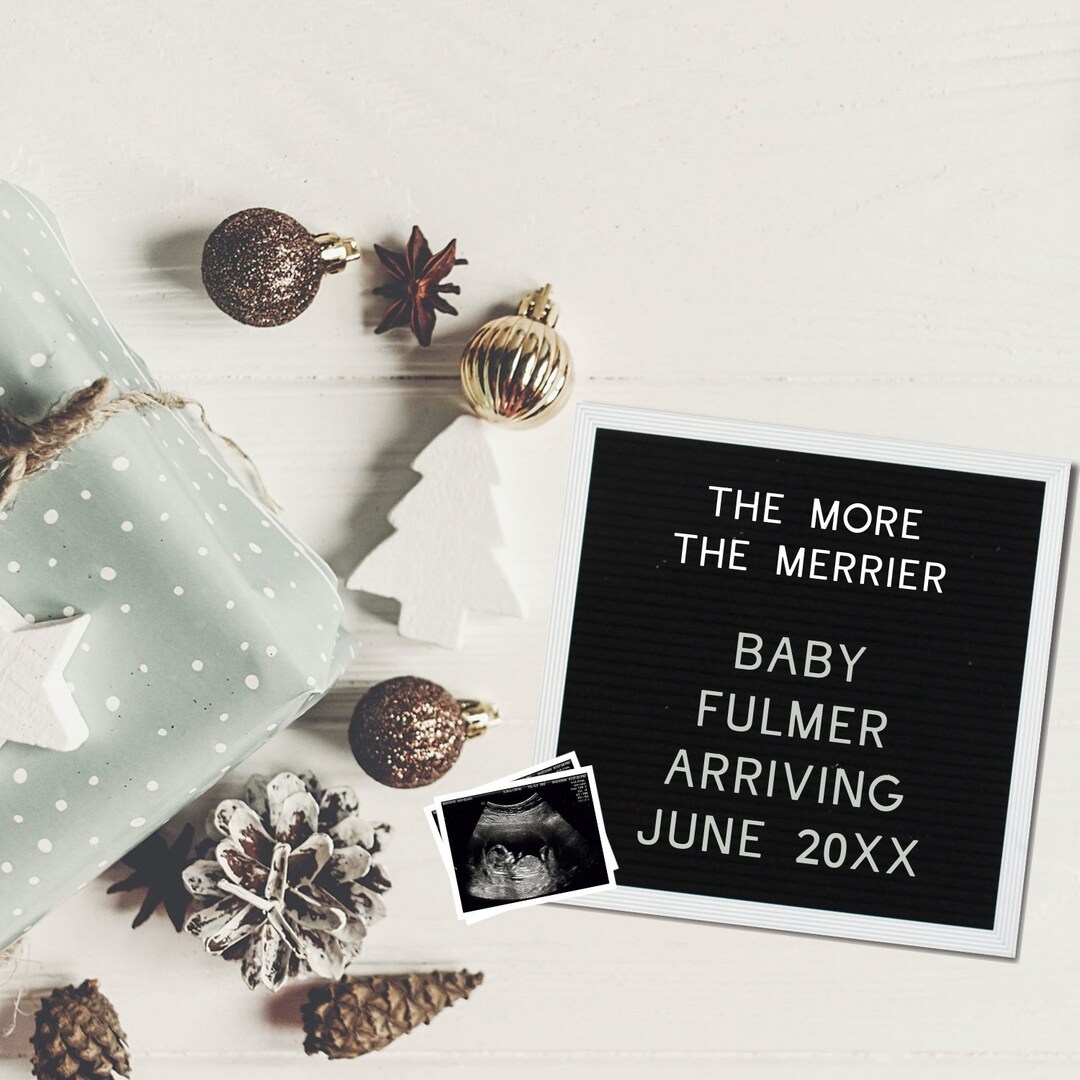Christmas Winter Pregnancy Announcement | Social Media Editable Letter ...