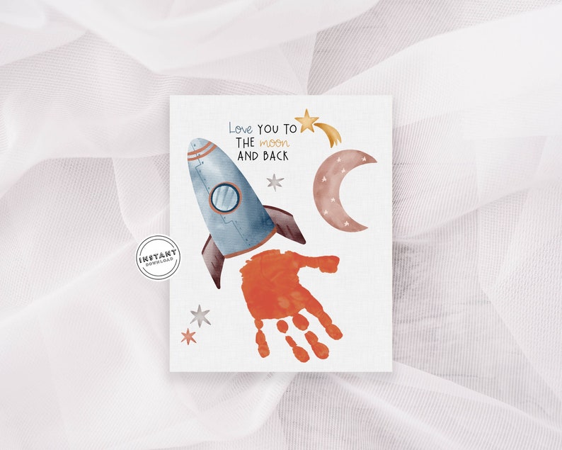 Love You to the Moon Handprint Art Hand Print Craft for Kids - Etsy