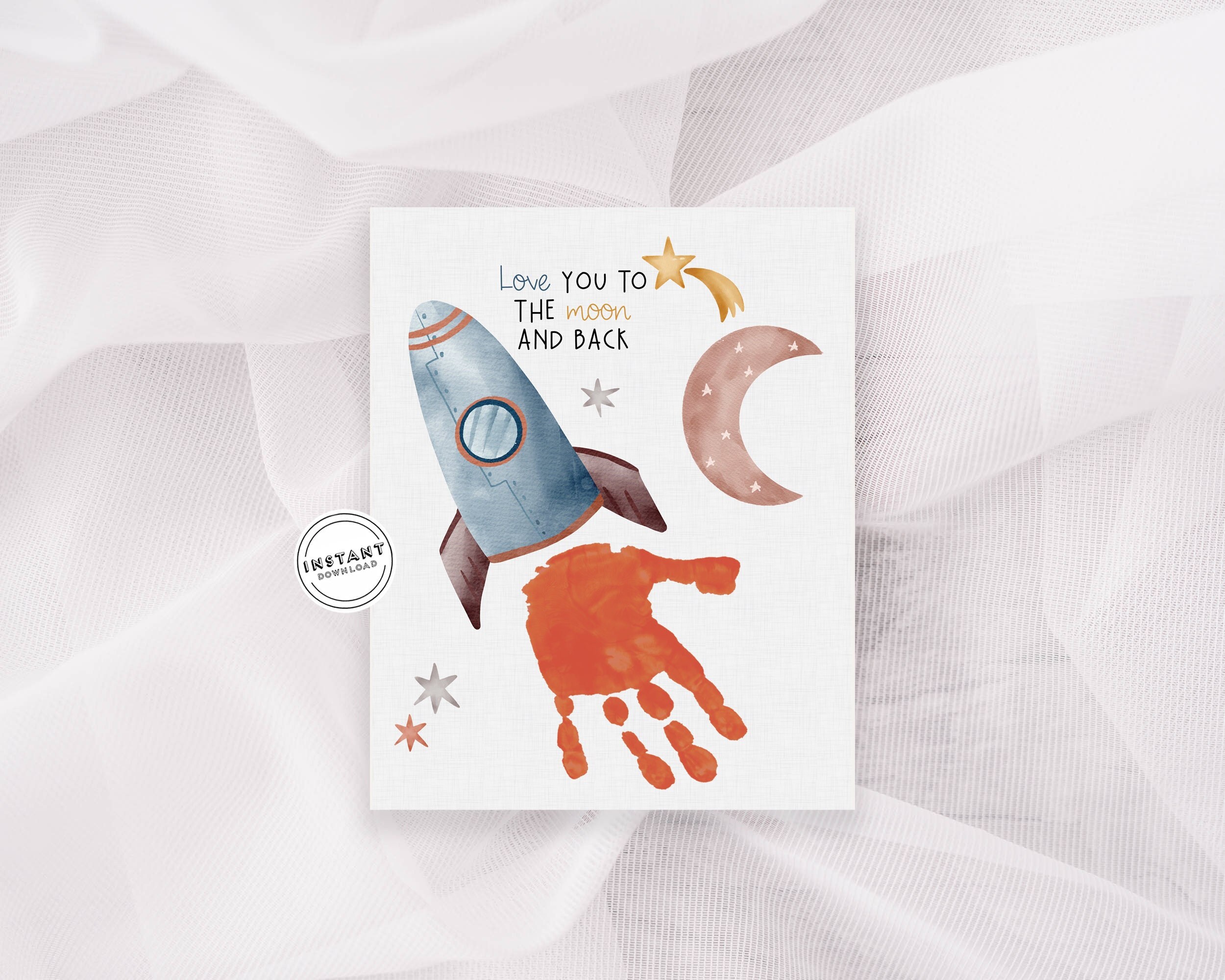 Love You to the Moon Handprint Art Hand Print Craft for Kids - Etsy