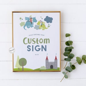 Dragon Custom Signs 5x7, 8x10, 8.5x11 | Dragon and Knights Editable ...
