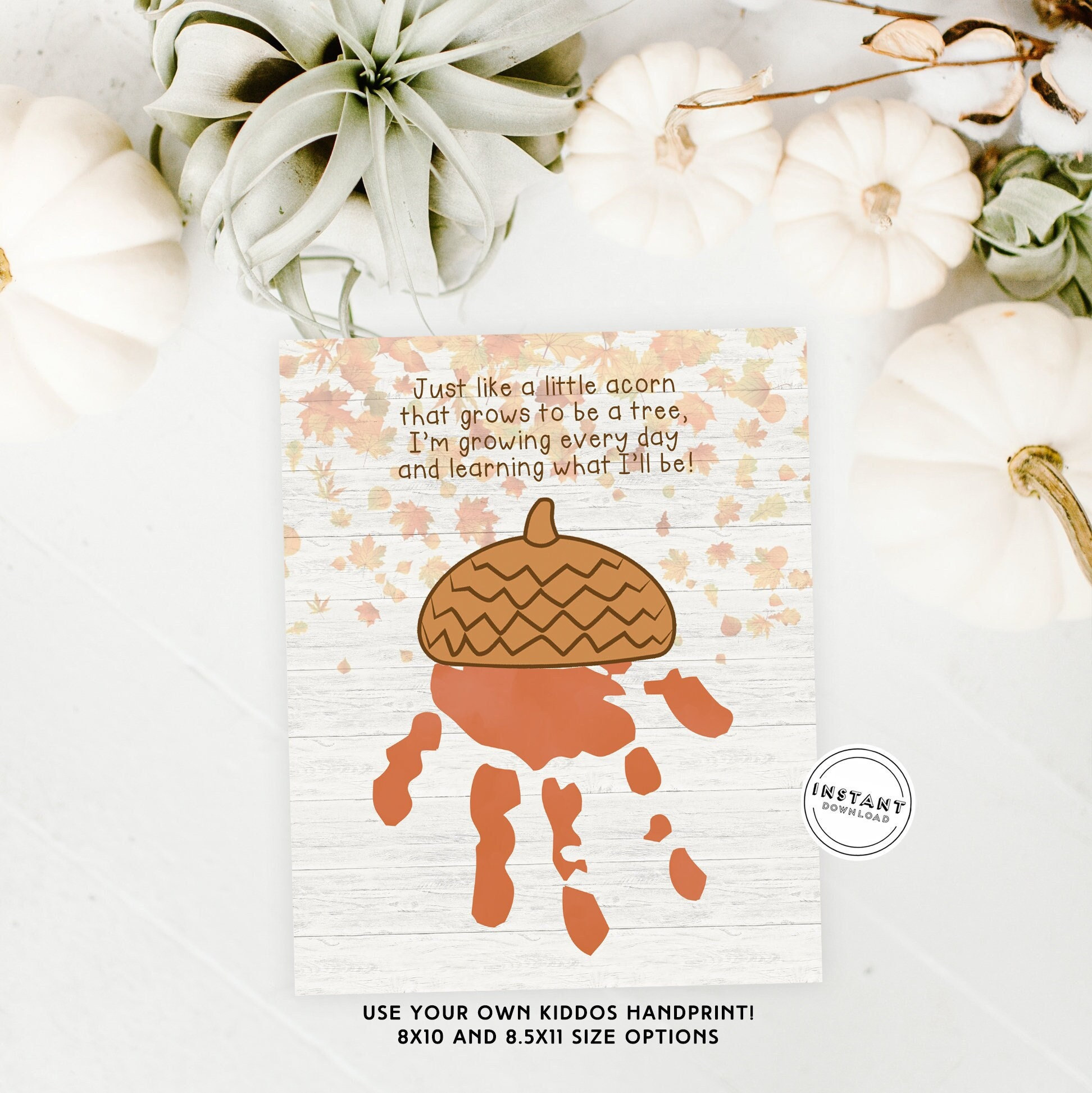 Acorn Fall Handprint Craft Growing up Handprint Craft - Etsy