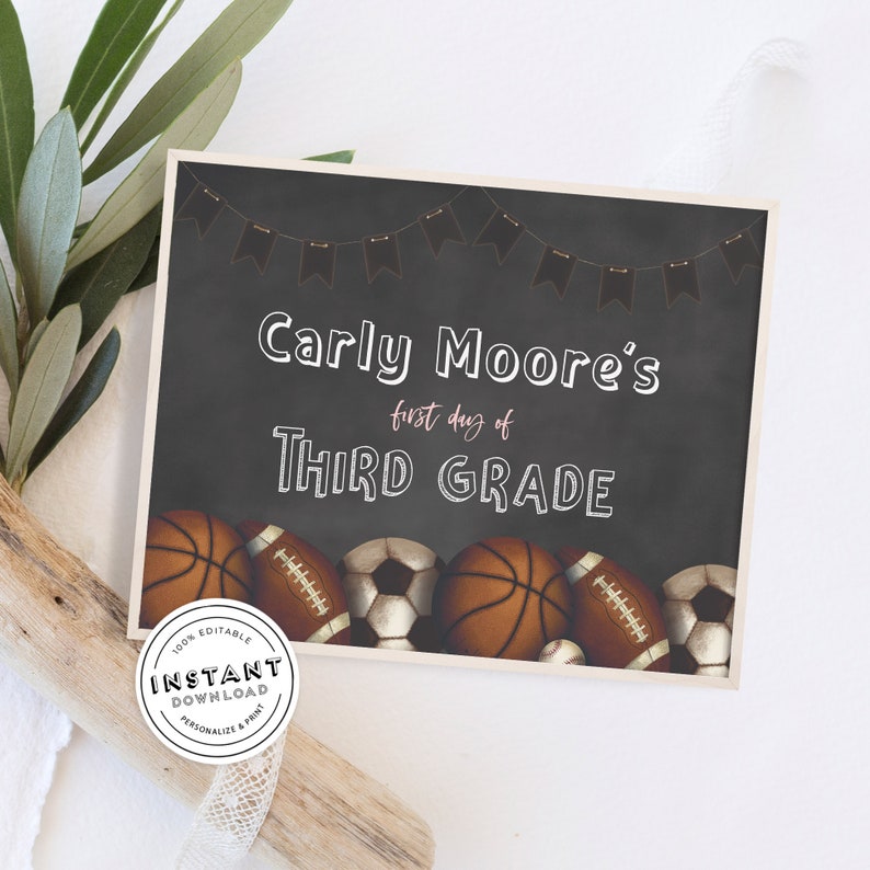 Chalkboard First Day of School Sign Printable Sports Back to | Etsy