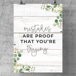 Mistakes Are Proof Farmhouse Teacher Poster | Classroom Wall Art ...