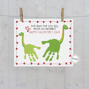 Dinosaur Valentine's Day 2 Handprint Keepsake | Dino Handprint Art ...