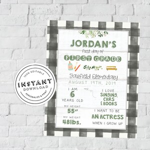 Farmhouse First Day of School Sign Printable | Download First Day ...