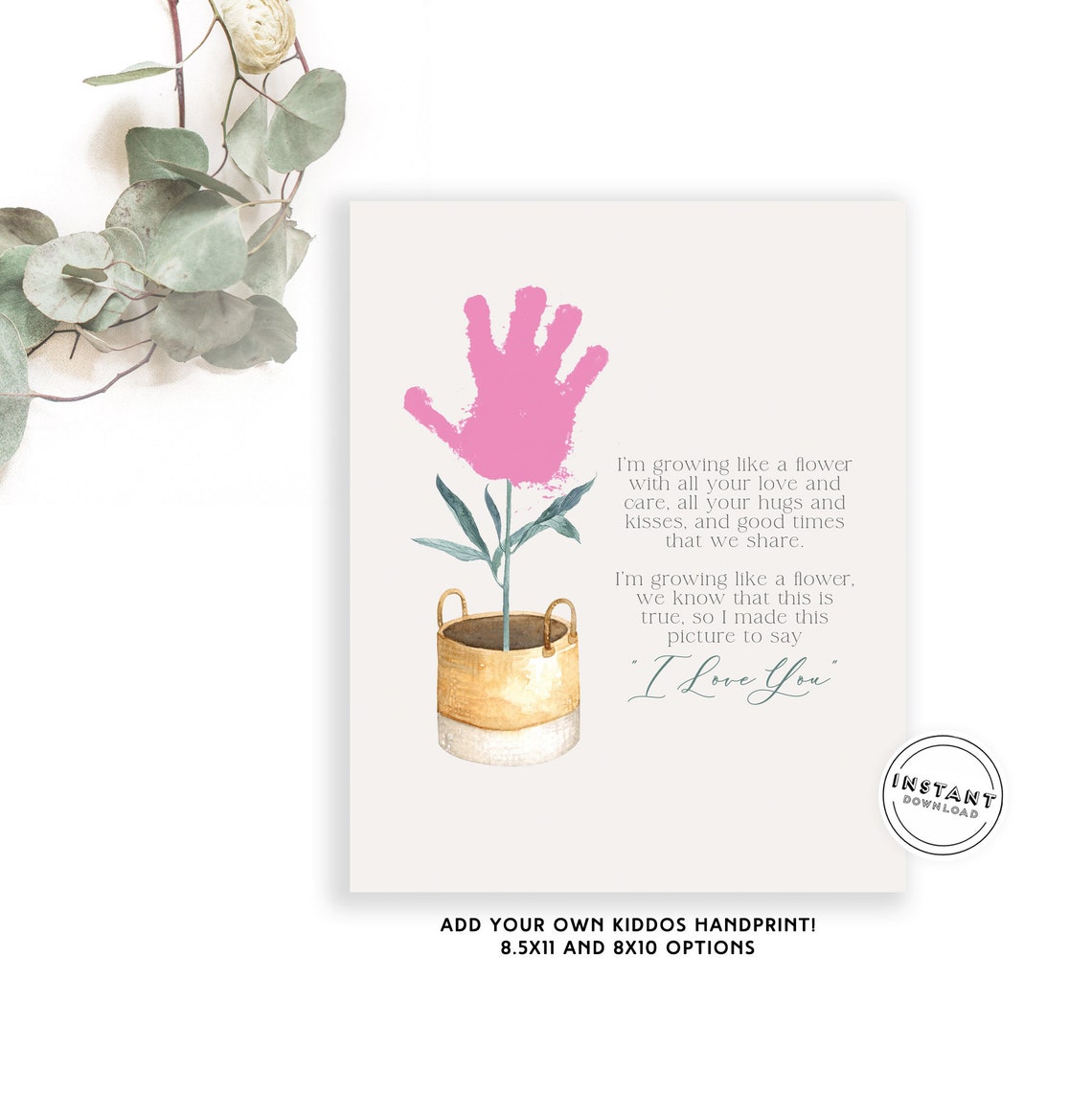 I'm Growing Like a Flower Handprint Art Hand Print Craft - Etsy