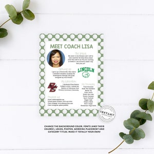 Meet the Coach Golf Template | Coach Introduction Form | Editable Meet ...