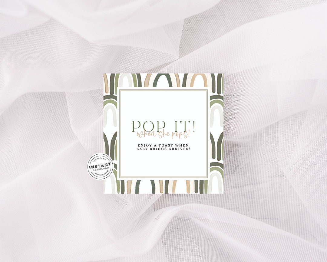 Green Rainbow Baby Shower 2.5x2.5 Square Tag | Editable Baby Shower ...