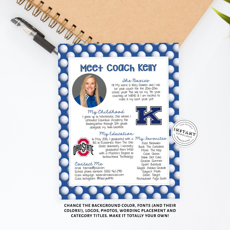 Printable Meet the Coach Newsletter Editable Meet the School - Etsy