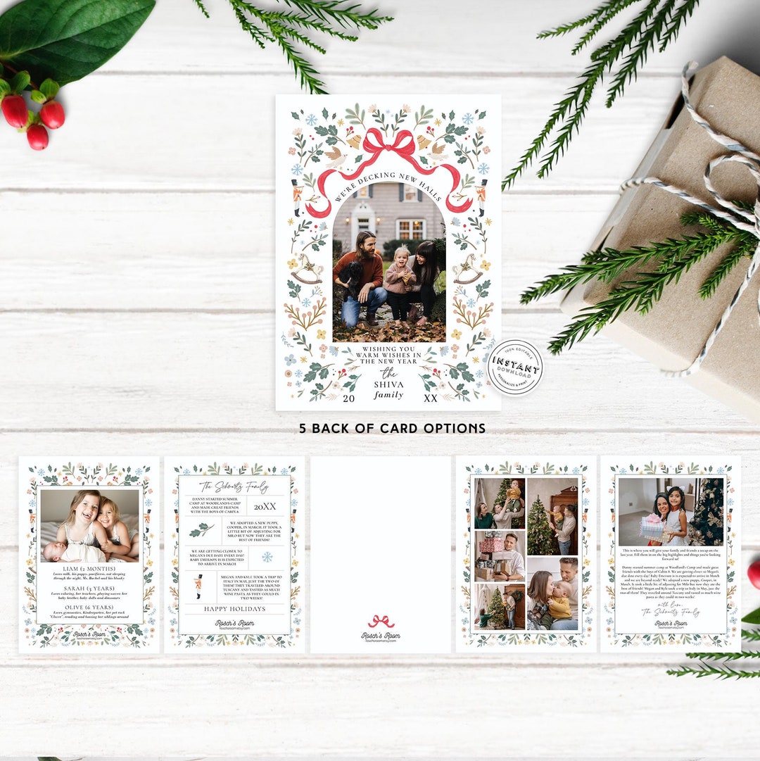 Moving Christmas Card | Boho Watercolor Christmas Card Template ...