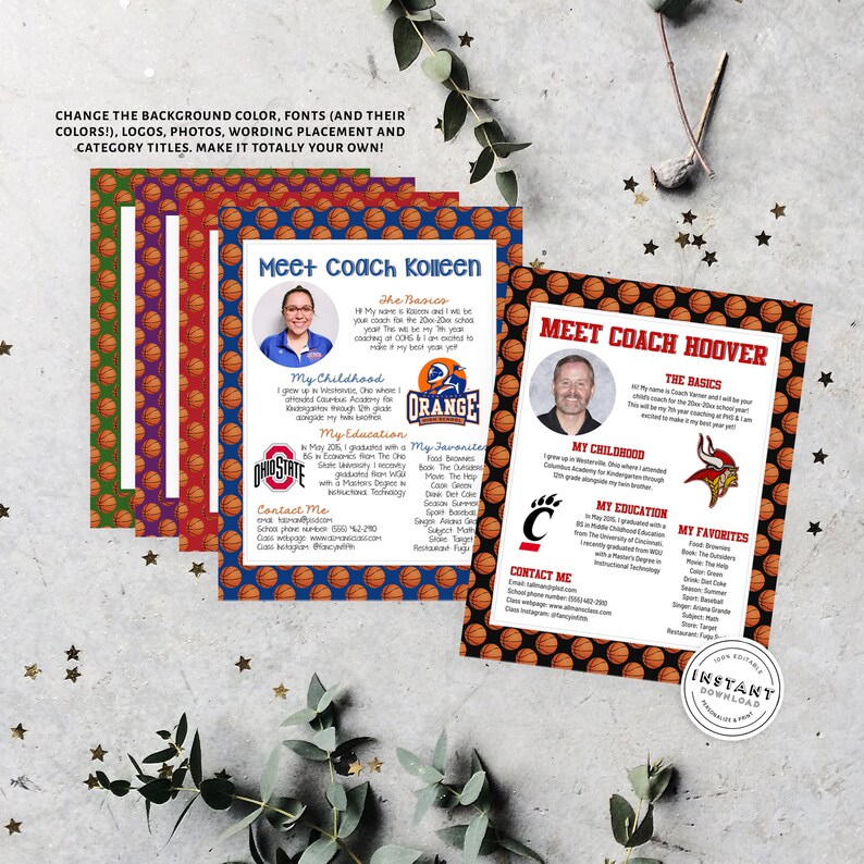 Meet the Coach Basketball Template Coach Introduction Form - Etsy