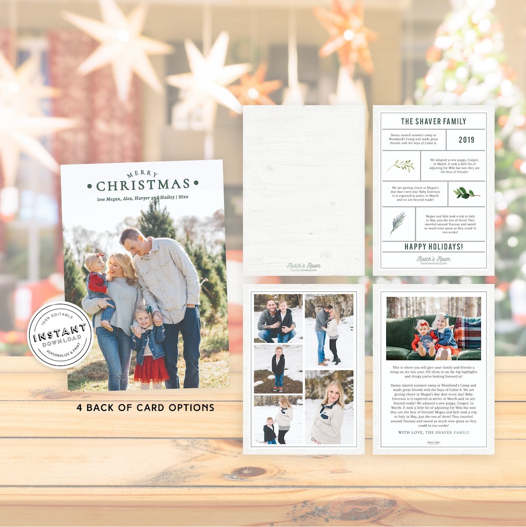 Class Christmas Card With Family Photos and Year Recap | Printable ...