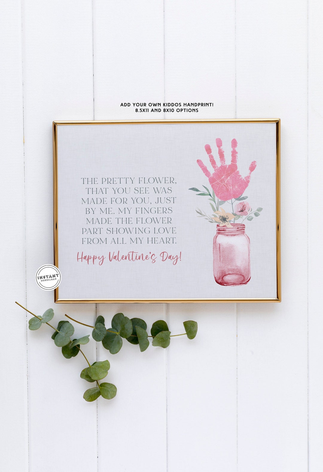 Valentine Vase Handprint Craft Happy Valentine's Day Valentine Flower ...